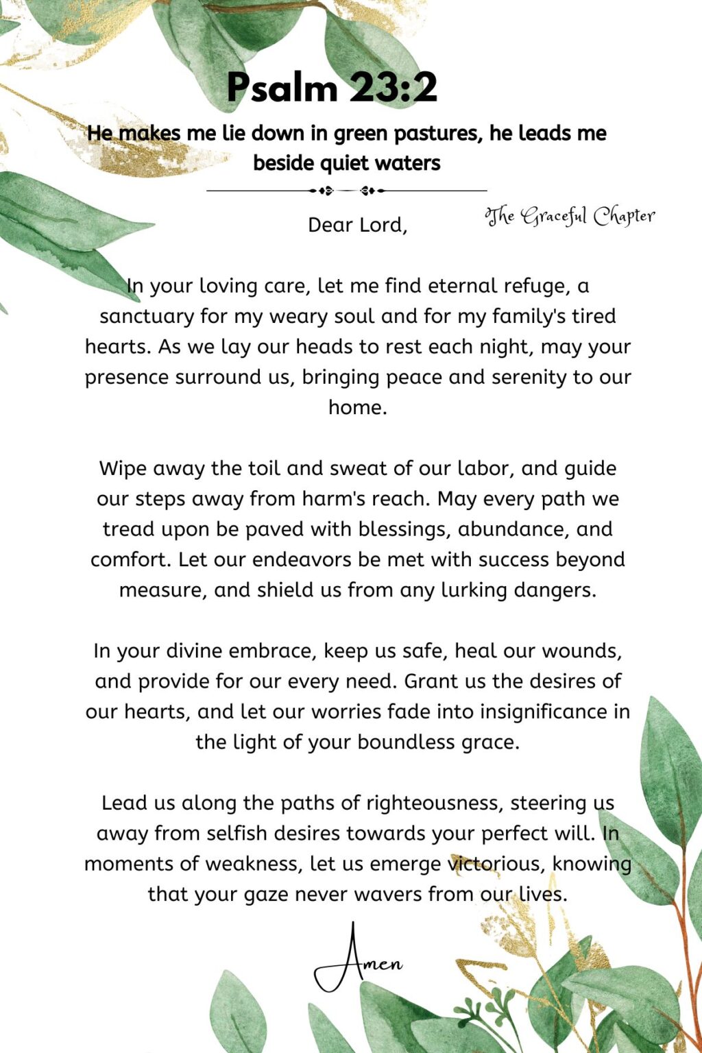 How To Use Psalm 23 As A Prayer - The Graceful Chapter