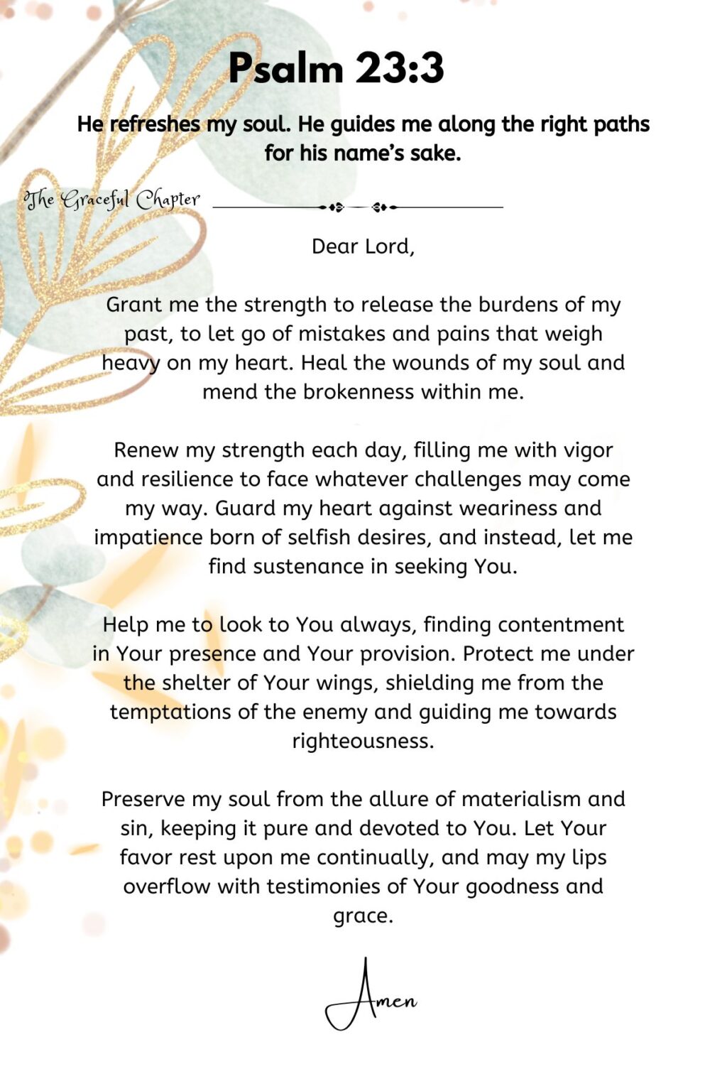 How To Use Psalm 23 As A Prayer - The Graceful Chapter
