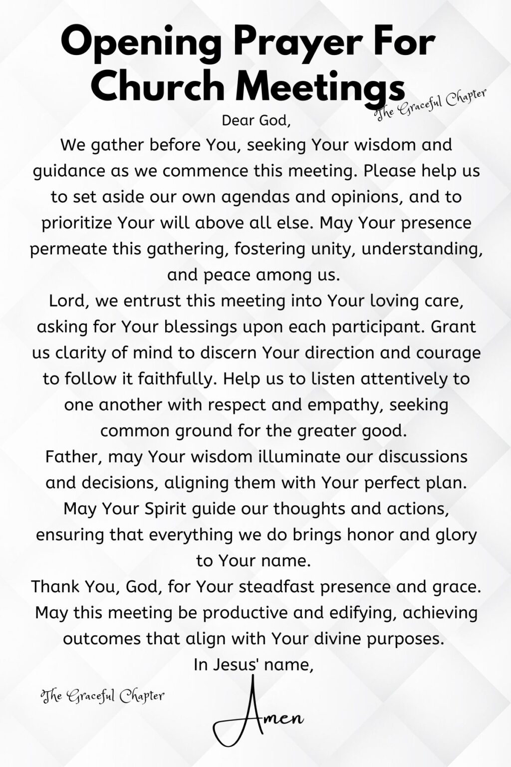 Opening Prayers For Meetings - The Graceful Chapter