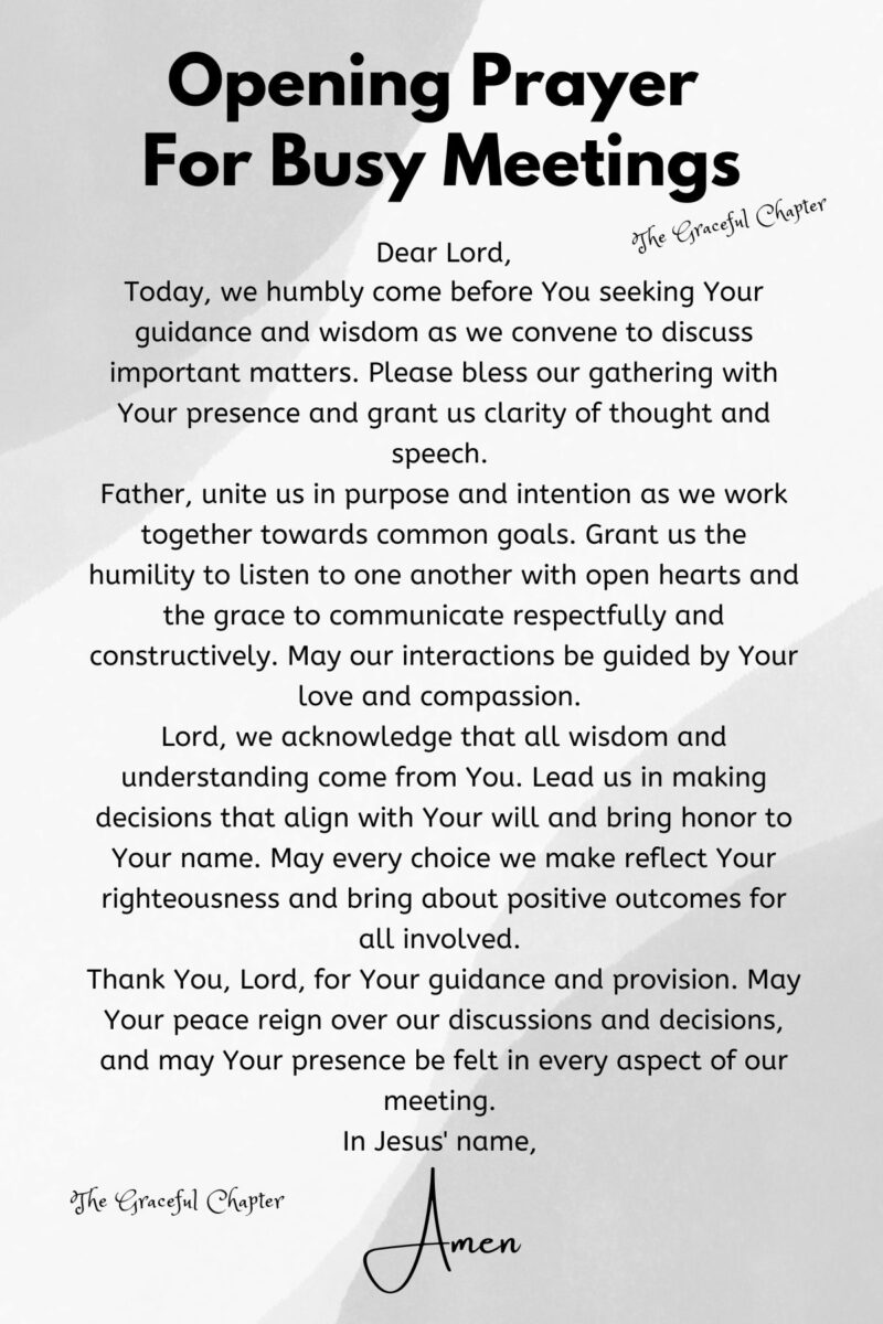 Opening Prayers For Meetings - The Graceful Chapter