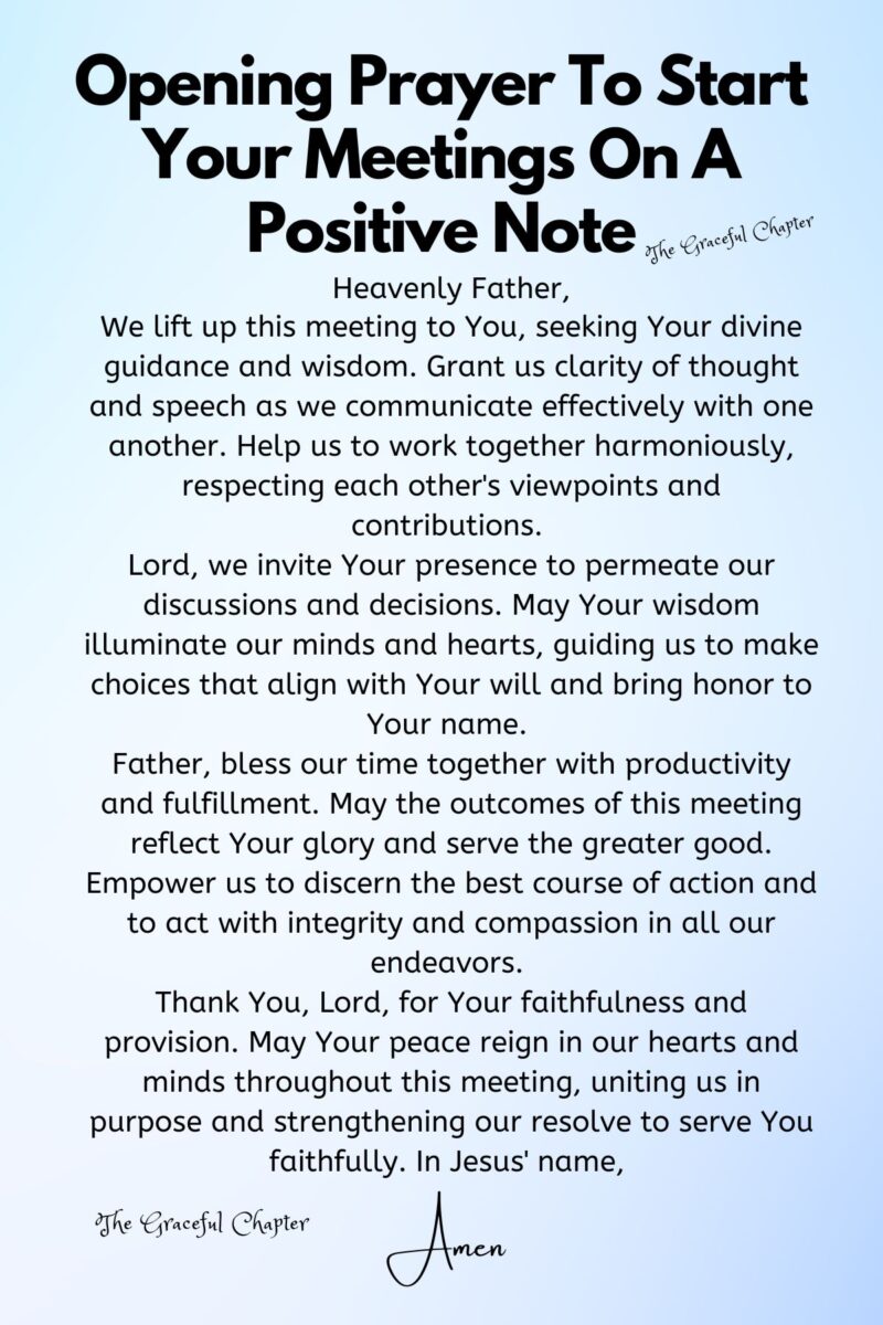 Opening Prayers For Meetings - The Graceful Chapter