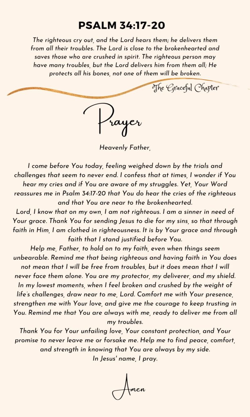 Reflections - Psalm 34:17-20- God Hears Our Cries - The Graceful Chapter