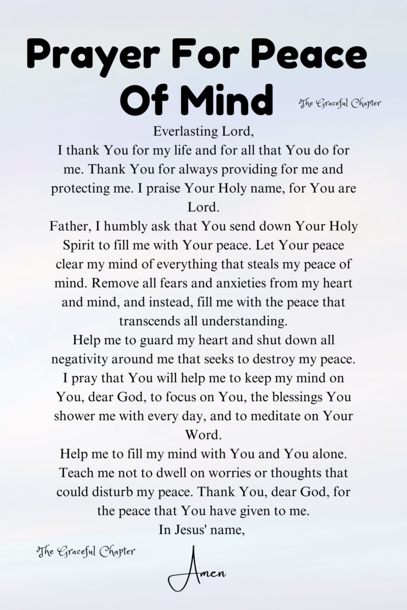 Prayer For Peace Of Mind - The Graceful Chapter